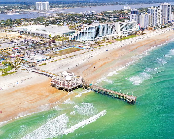 Daytona's famous shoreline where the Atlantic meets affordable living. Those high-rises won't high-rise your monthly expenses!
