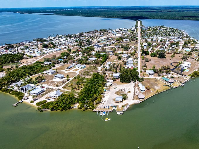 Everglades City from above – where civilization meets wilderness in a delicate, beautiful dance.