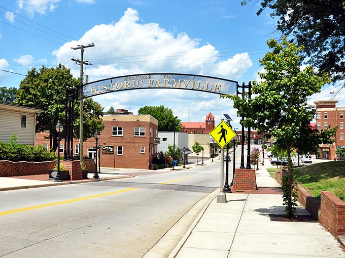 Welcome to Historic Farmville! That arch isn't just decoration—it's a portal to a slower, friendlier way of life.