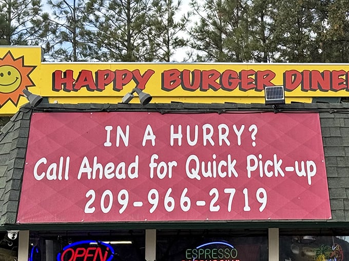 Happy Burger's sunny sign promises joy, and trust me, their burgers deliver on that promise with interest – happiness with a side of fries.