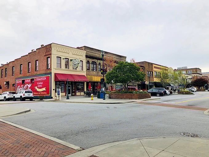 Hendersonville's brick-lined downtown invites you to slow down and stay awhile. That vintage Coca-Cola sign is the cherry on top!