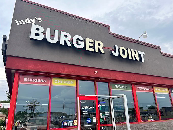 Bold letters announce "BURGER JOINT" like a superhero's headquarters for the hungry and burger-obsessed.