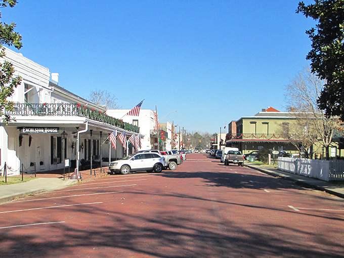 Jefferson's red brick roads don't just lead somewhere—they ARE somewhere. History baked into every sun-drenched step!