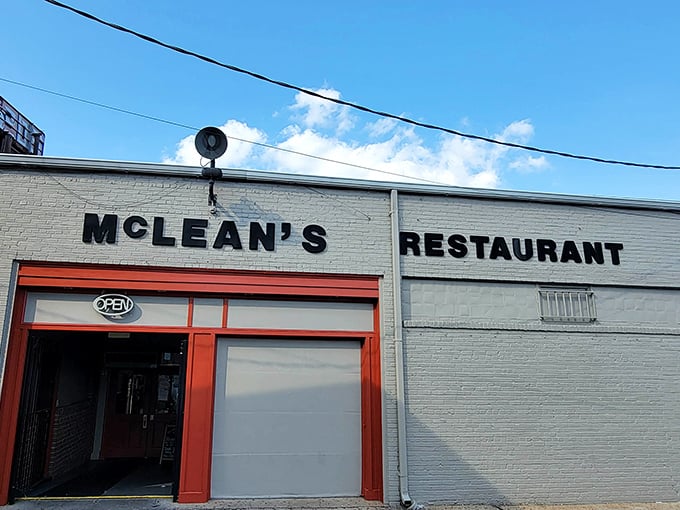 McLean's Restaurant doesn't need fancy frills—just that bright orange doorway beckoning breakfast lovers like a sunrise.