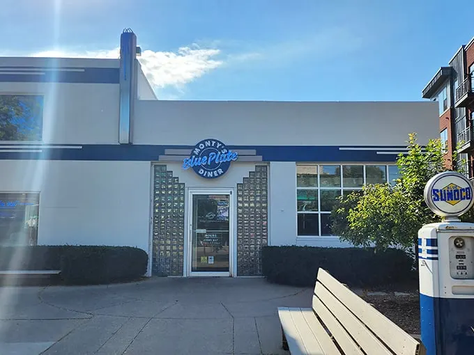 Monty's Blue Plate Diner: That gorgeous blue and white Art Deco facade isn't just for show—it's the gateway to comfort food paradise.
