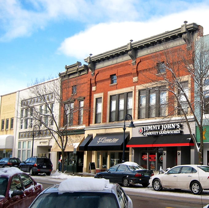 Mount Pleasant's historic downtown buildings house everything from sandwich shops to boutiques – Main Street America alive and well.