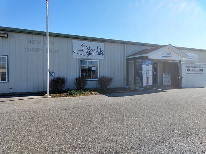 New Life Thrift Shop's unassuming exterior hides a wonderland of second-hand treasures and unexpected finds.