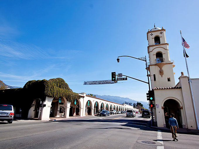 Ojai's Spanish-style clock tower stands guard over a town that knows the secret to slowing down time.