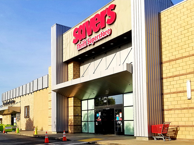 Savers doesn't just save you money – it saves perfectly good stuff from landfills while the red shopping carts stand ready for your treasure hunt.