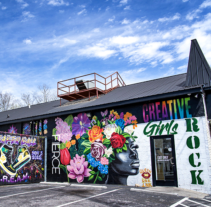 Vibrant murals and bold colors announce that Slim & Husky's isn't just serving pizza – they're serving an experience!