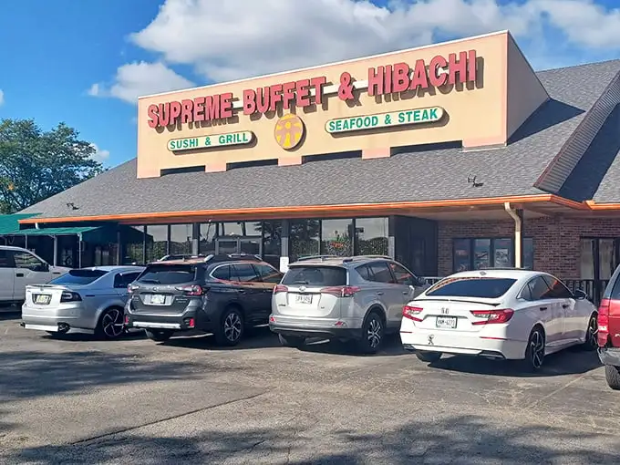 Supreme Buffet & Hibachi's bright signage promises a world tour of flavors without leaving Columbus.