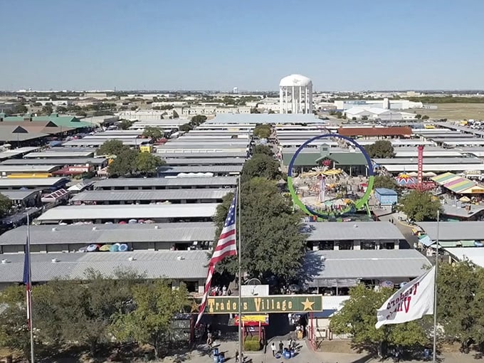 From above, Traders Village resembles a small city of commerce. Those neat rows of vendor stalls house everything from vintage vinyl to yesterday's Happy Meal toys.