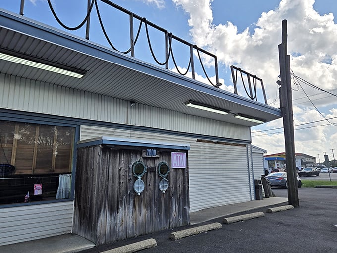 Under the Pier (exterior with ATM): "Those porthole doors aren't just decorative—they're your gateway to seafood nirvana hiding in plain sight!"
