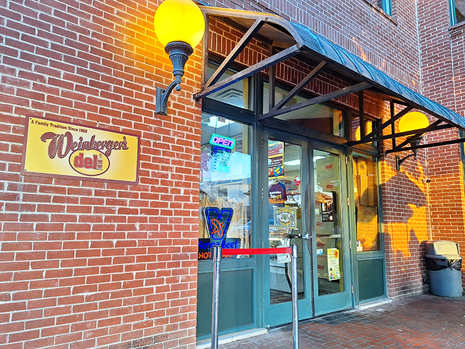 Those yellow globe lights outside Weinberger's aren't just for show—they're beacons guiding hungry souls to sandwich paradise.