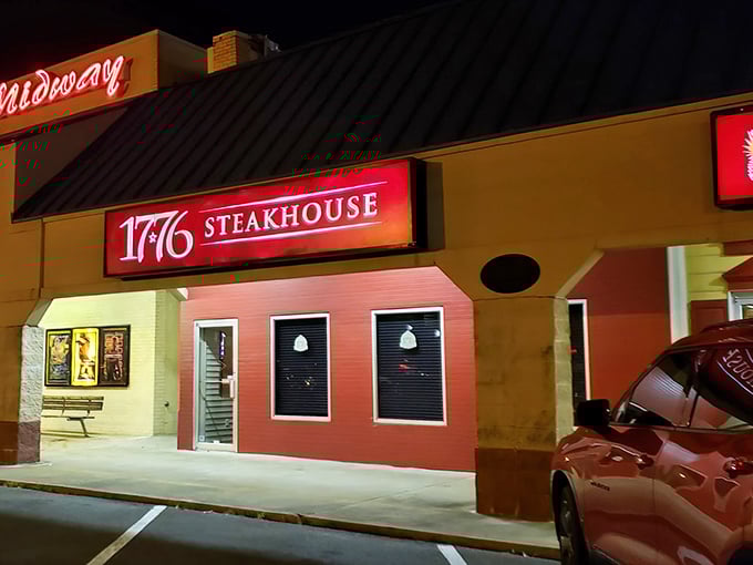 When the neon glows this bright, you know they're serious about their after-dark dining.