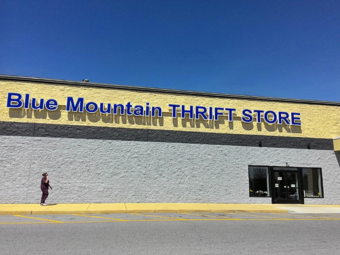 The sun casts dramatic shadows on Blue Mountain's façade. Inside those walls, yesterday's treasures wait patiently for their second chance at love.