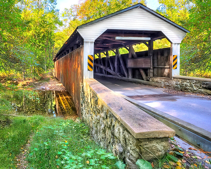 This covered bridge isn't just historic—it's a time machine to when travel was an art form, not just a GPS command.