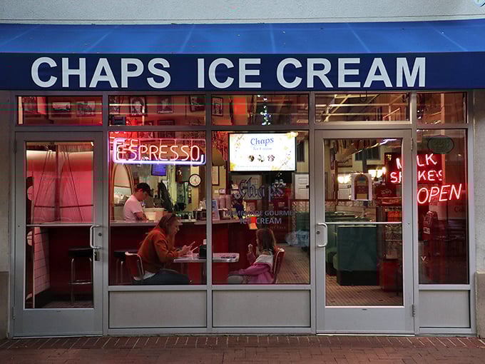 Inside Chaps, where espresso meets ice cream and conversations flow as smoothly as their hot fudge.