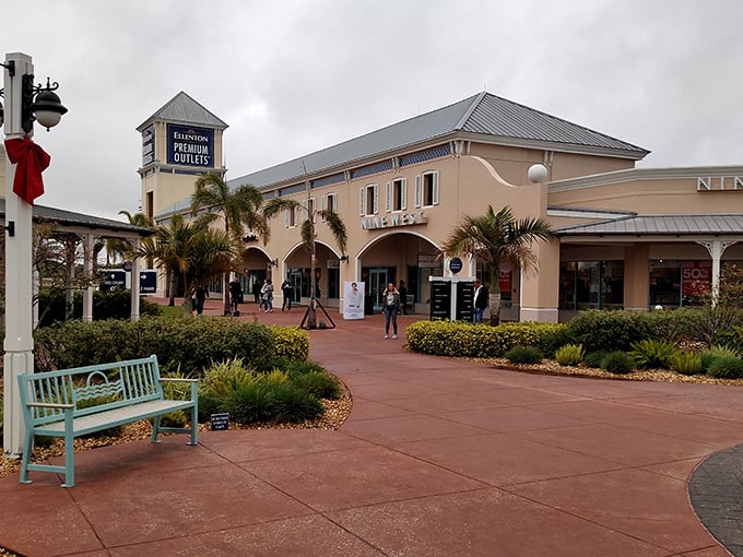 Ellenton's charming storefronts bask in Florida sunshine, inviting shoppers to discover treasures behind those welcoming arches.