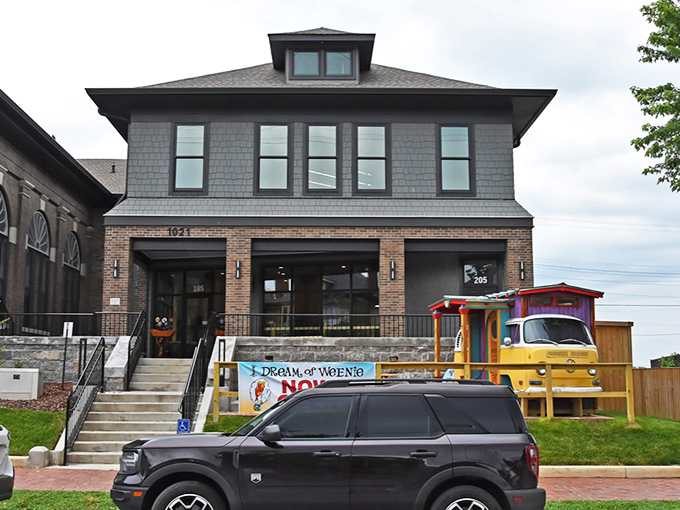 Where hot dogs meet whimsy—I Dream of Weenie's yellow bus headquarters proves great food ideas sometimes come in the most unexpected packages.