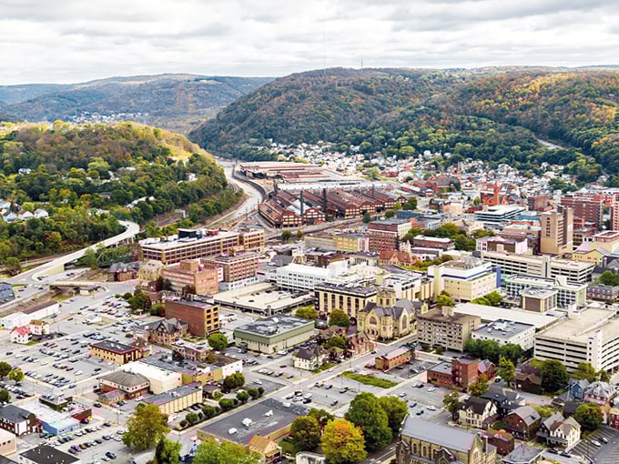 Autumn paints Johnstown's surrounding hills while the city nestles in the valley, a patchwork quilt of brick and history.