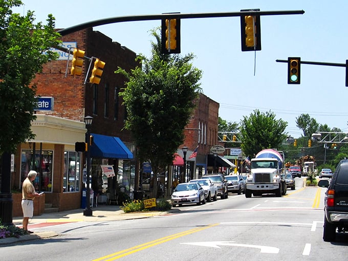 The golden hour hits Landrum's Main Street just right, turning an ordinary small town into something magical.