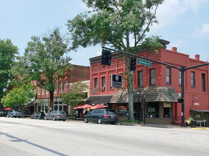 Red brick buildings frame Madison's vibrant main street – like a Norman Rockwell painting where you can actually shop and eat!