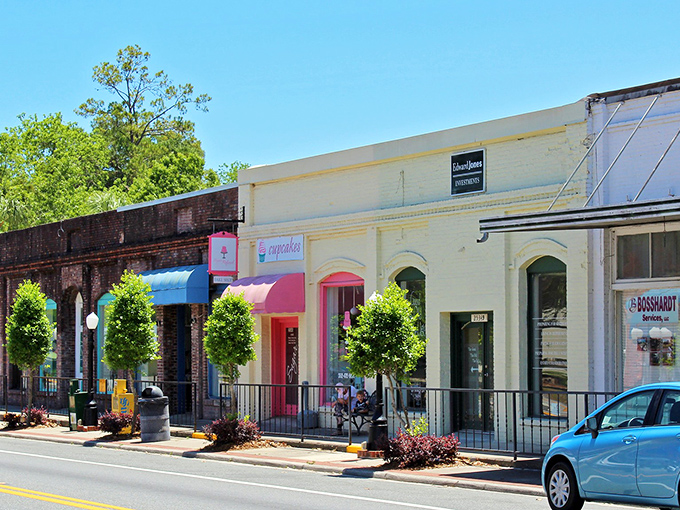 Colorful awnings and inviting storefronts make Newberry's main street a delightful place to spend an afternoon without spending a fortune.