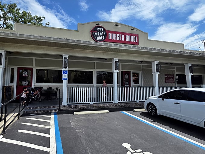 The clean lines and welcoming entrance of One Twenty Three Burger House hide St. Augustine's best-kept burger secret.
