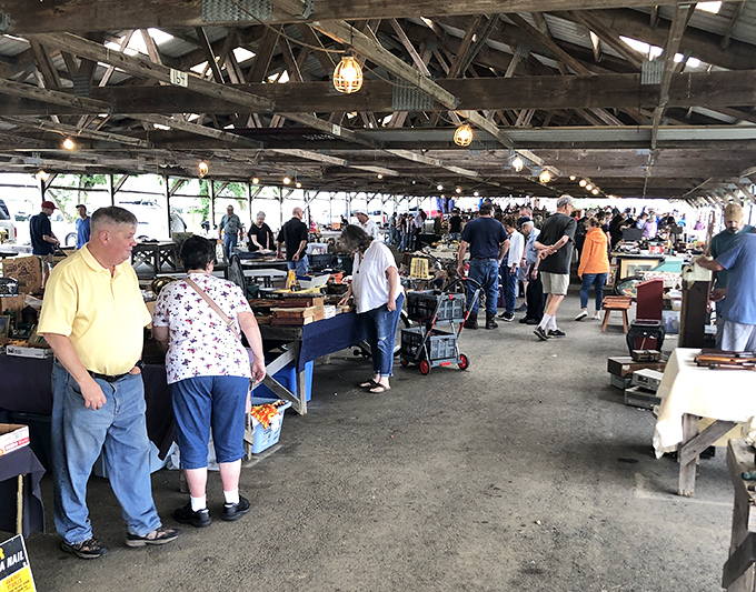 Renninger's wooden wonderland houses countless treasures in plastic bins—archaeology for the modern treasure hunter, no digging required.