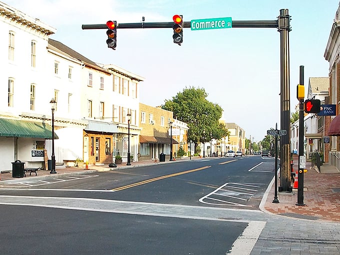 Commerce Street in Smyrna—where the red lights give you extra time to admire the historic storefronts.