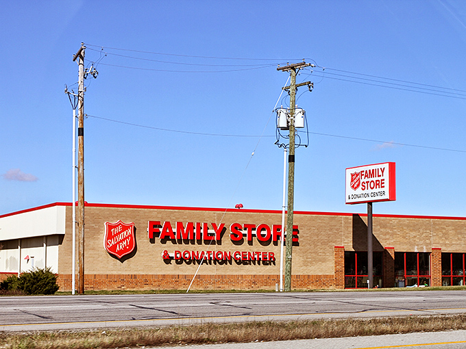 The classic red shield beckons thrifty shoppers like a beacon of budget-friendly hope and possibility.