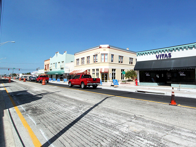 Pastel-colored buildings and palm trees line Titusville's streets – coastal charm without the coastal price tag!