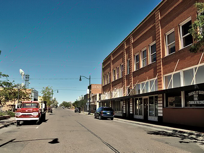 Winslow's brick-lined main street whispers tales of railroad glory days and road-tripping adventures.