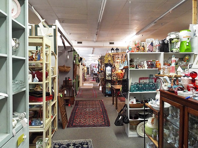 Oriental rugs guide you through this treasure labyrinth like breadcrumbs, except these won't get eaten by vintage-loving birds.