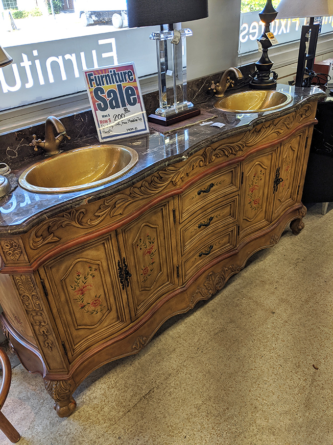 This ornate bathroom vanity could transform your morning routine into a royal experience.