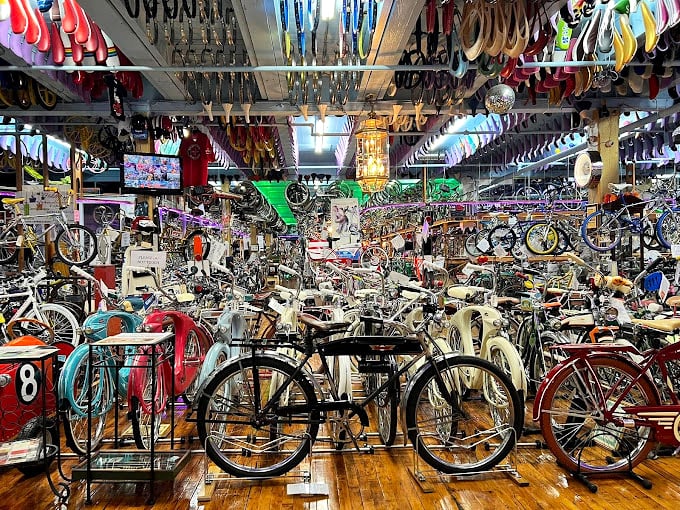 Bicycles stacked floor-to-ceiling create a mesmerizing visual symphony. It's like looking at the world's most beautiful traffic jam.