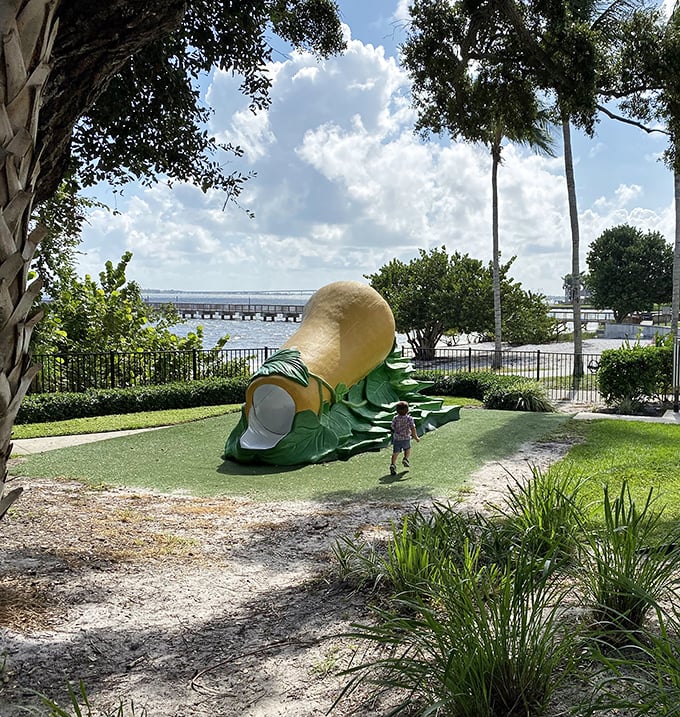 That giant pineapple isn't a mirage—it's Jensen Beach's nod to its agricultural roots. Kids play while parents appreciate the historical fruit humor.