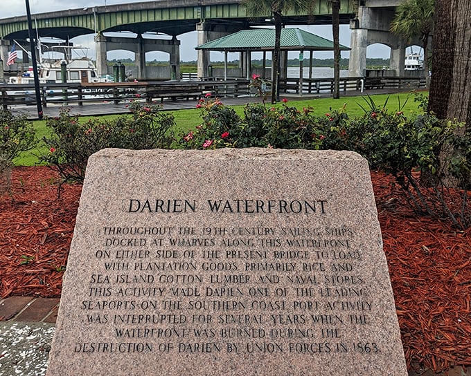 This waterfront marker tells Darien's story – from bustling 19th-century port to Civil War casualty to today's peaceful haven where history and nature embrace.