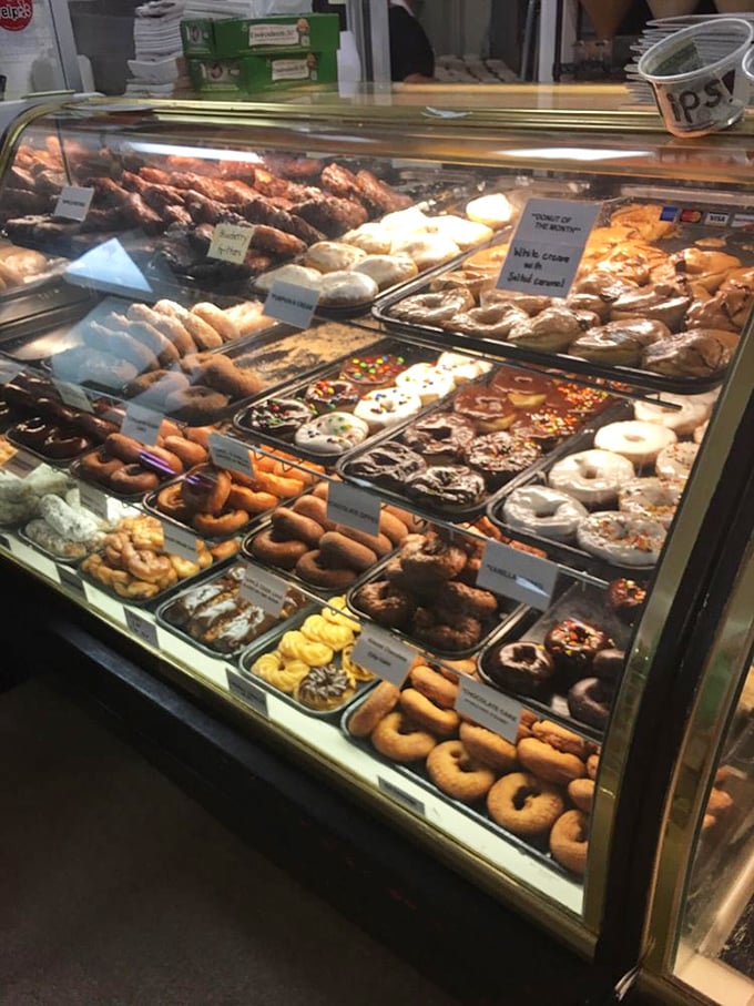 This donut display case could make a grown person weep tears of pure sugary joy.