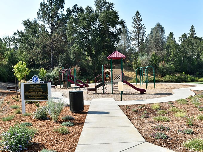 Even the little ones strike gold at this charming playground, where Sierra foothills provide a natural backdrop for childhood adventures.
