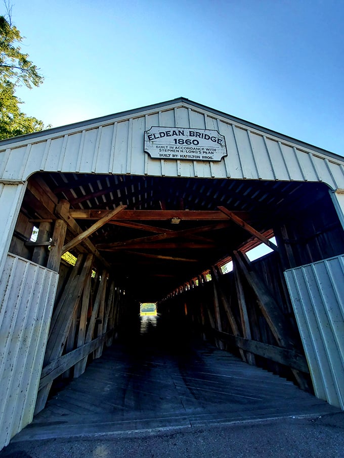 The entrance sign tells you exactly what you're getting into—a genuine piece of American engineering history that's still doing its job 160+ years later.