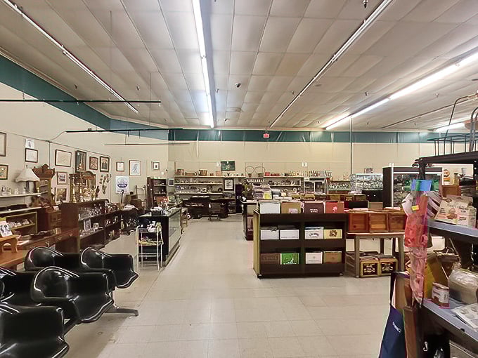 Wide aisles and organized chaos - the furniture section offers everything from mid-century modern pieces to Victorian treasures.