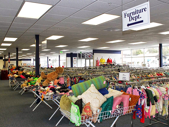 Racks upon racks of possibility. This isn't shopping—it's a treasure hunt where X marks every spot.