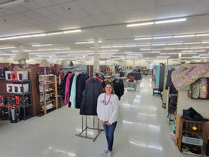 Bright lights, wide aisles, and endless possibilities – the interior stretches before you like an indoor bazaar of bargains.
