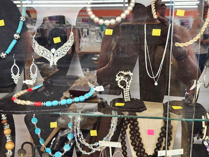 Jewelry that whispers tales of dinner parties past. One person's "too much" becomes another's "just enough" at prices that feel like stealing.