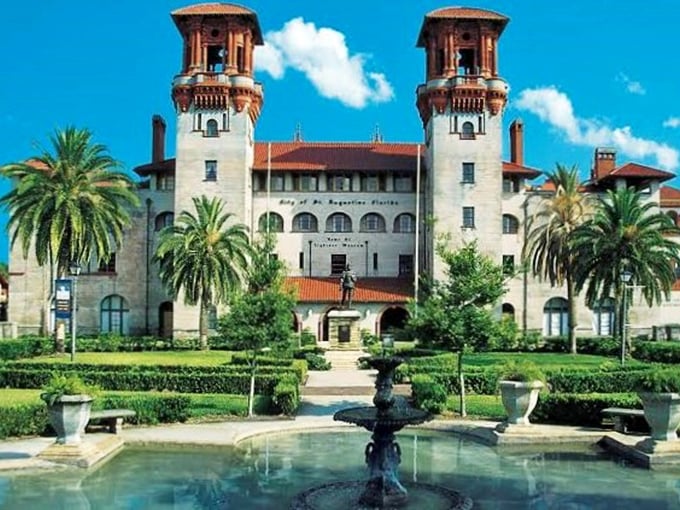 The Lightner Museum's grand façade beckons with twin towers and a fountain that whispers, "Your selfies will look spectacular here."
