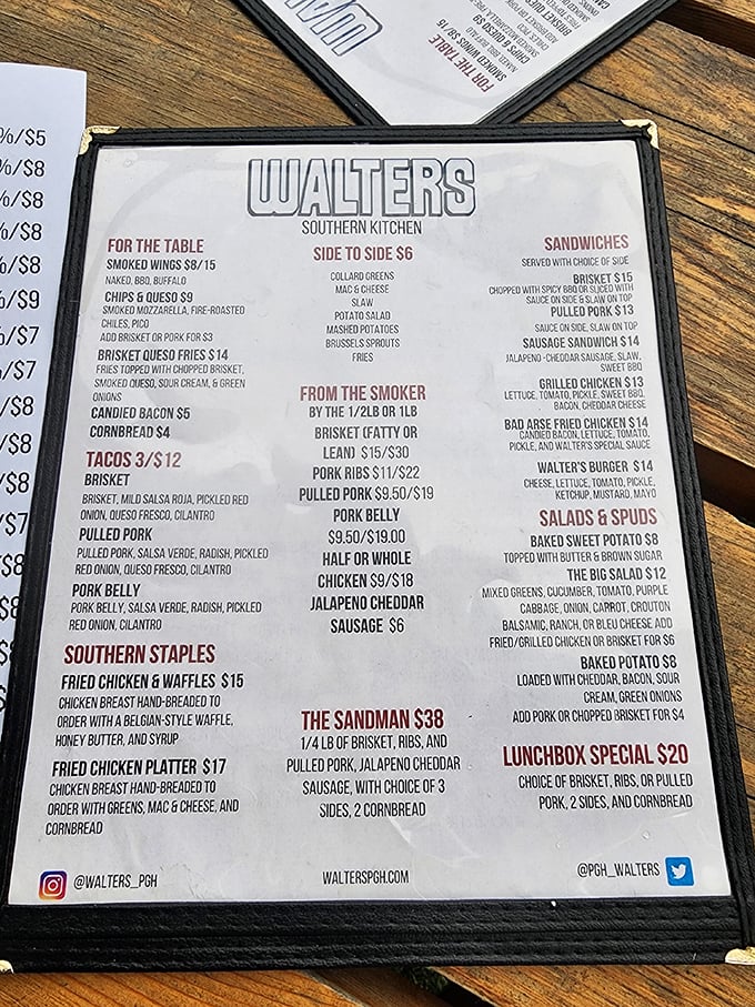 This menu isn't just a list of food—it's a roadmap to happiness. The Sandman at the bottom? That's not a nightmare, it's a dream.
