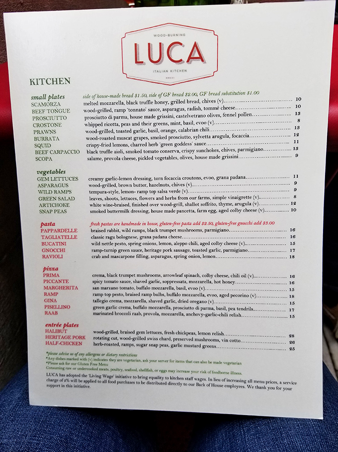 A menu that reads like a love letter to Italian cuisine. Notice how they don't waste precious space on flowery descriptions—just the essentials.
