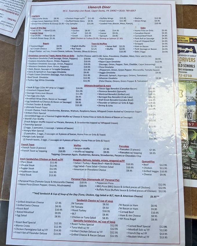A menu so extensive it could double as light reading material. Breakfast all day is the universal language of "everything's going to be okay."